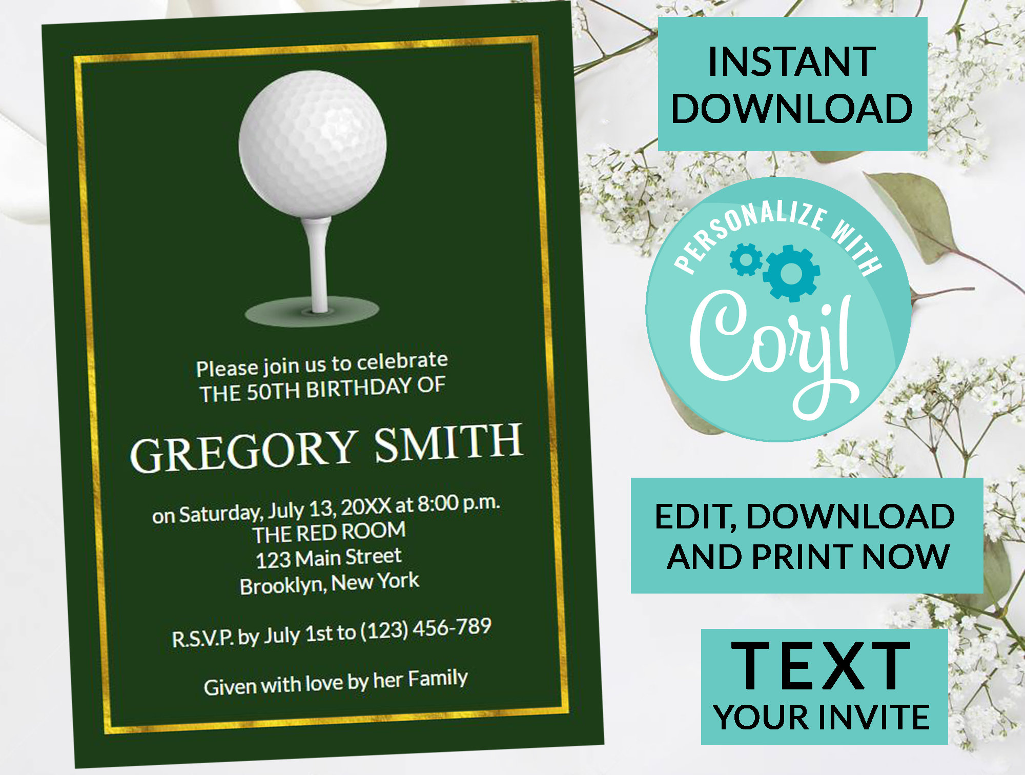 Golf Birthday Invitation Party Surprise Birthday Invite | Etsy