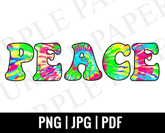 Tie Dye Peace Clipart Instant Download PNG PDF JPEG Iron - Etsy