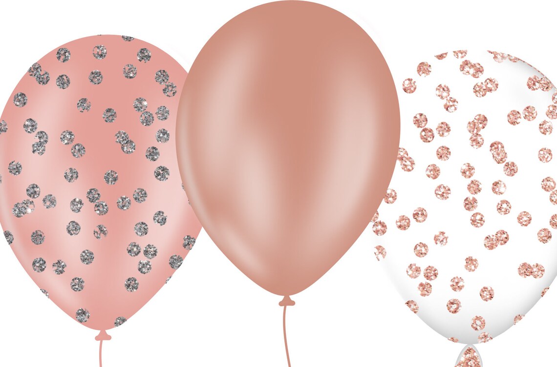 Rose Gold Balloons Clipart Glitter Balloon PNG Digital | Etsy