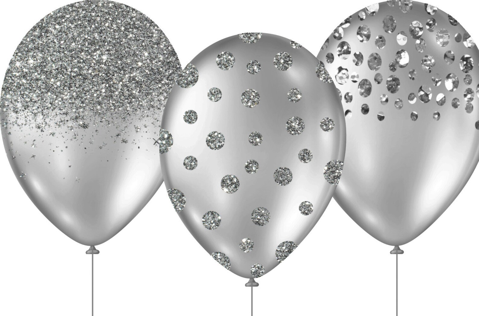 Baby Blue and Silver Balloons Clipart Glitter Balloon PNG | Etsy