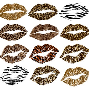 Animal Print Lips Kisses Clipart, Custom Invitations, Digital Download ...