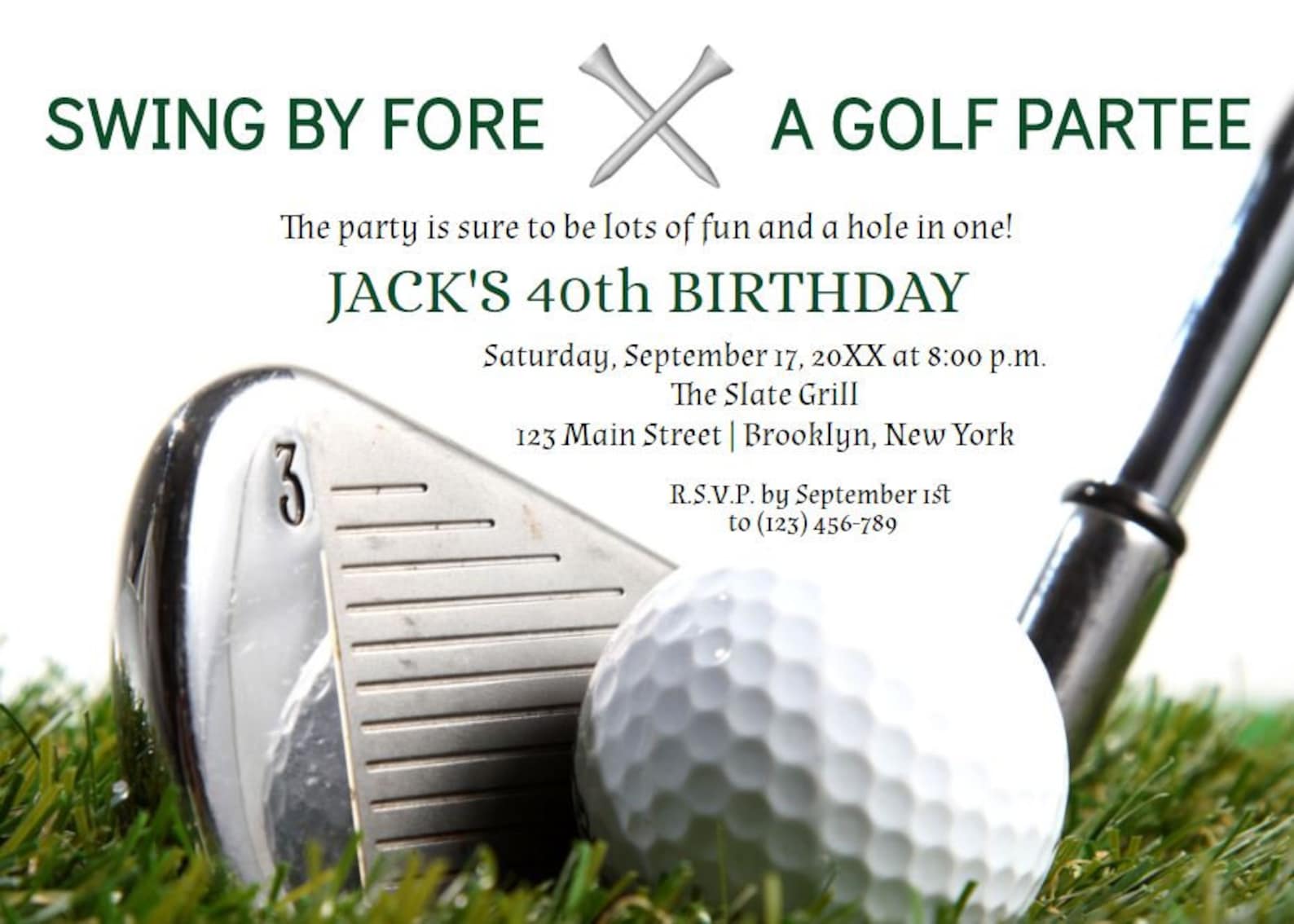 Golf Birthday Invitation Party Surprise Birthday Invite | Etsy