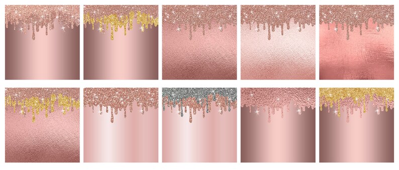 Rose Gold Dripping Glitter Digital Paper Glitter Backgrounds - Etsy