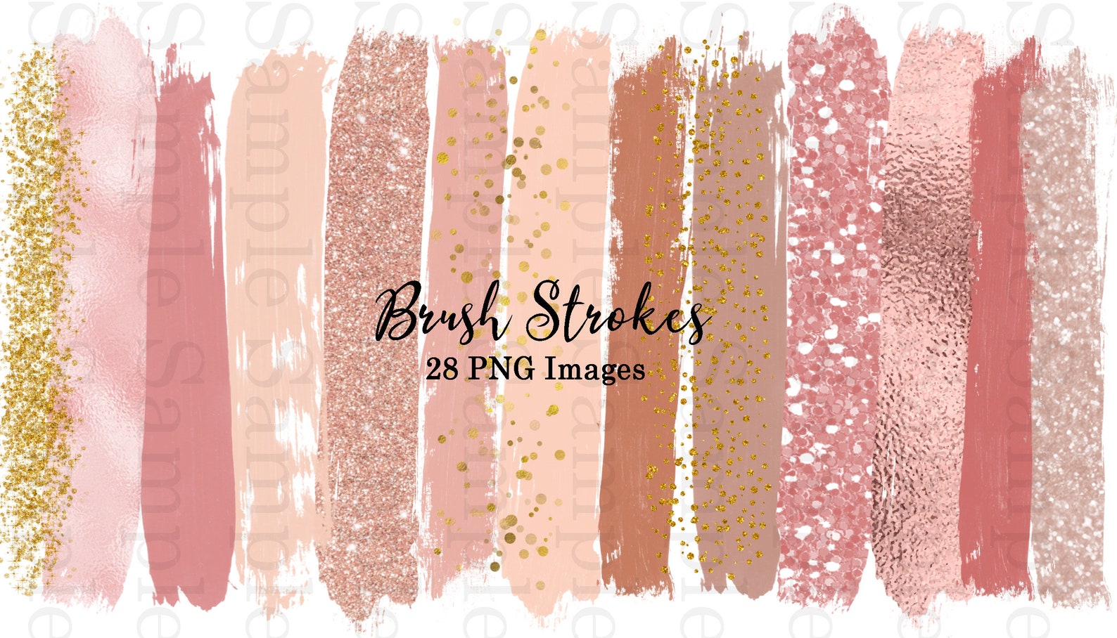 Rose Gold Glitter Foil Brush Strokes Clip Art 62 Hand - Etsy