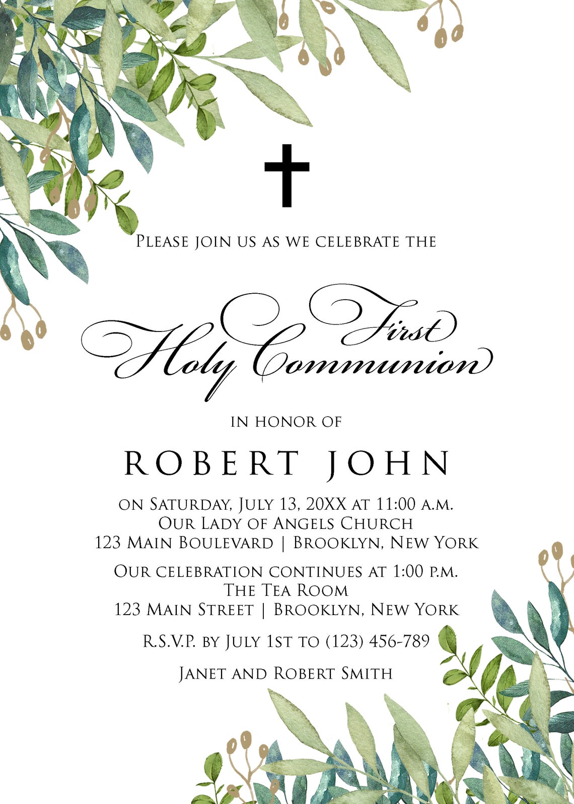 First Holy Communion Invitation 2 Printed Invitations - Etsy