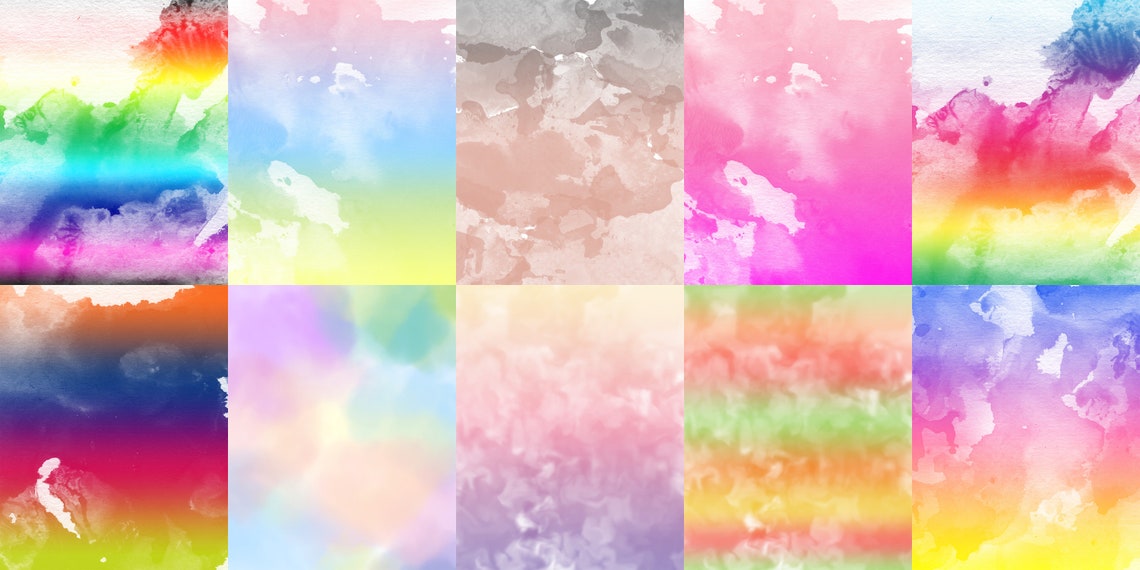 Watercolor Background Clipart 11 Pink Purple Blue Green Aqua | Etsy