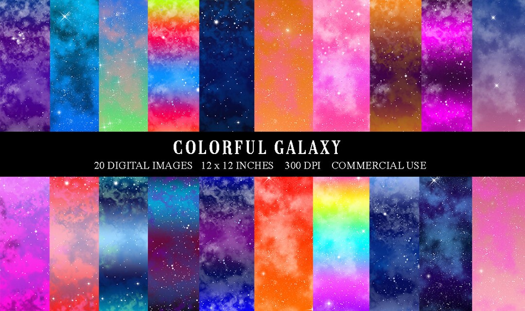 Colorful Galaxy Backgrounds Digital Paper, Outer Space Textures With ...