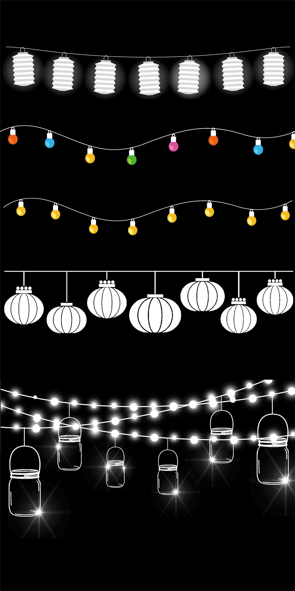 Lights & Lanterns String Lights Clipart Fairy Lights Clip | Etsy