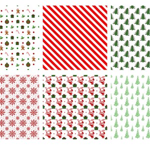 Christmas Scrapbook Paper Paper, Seamless Patterns, Red and Green ...