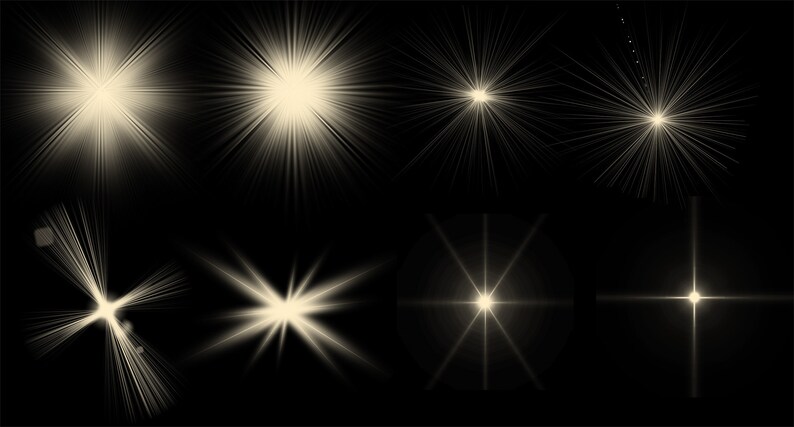 White and Ivory Light Bursts, PNG Digital Overlays, Fairy Lights ...