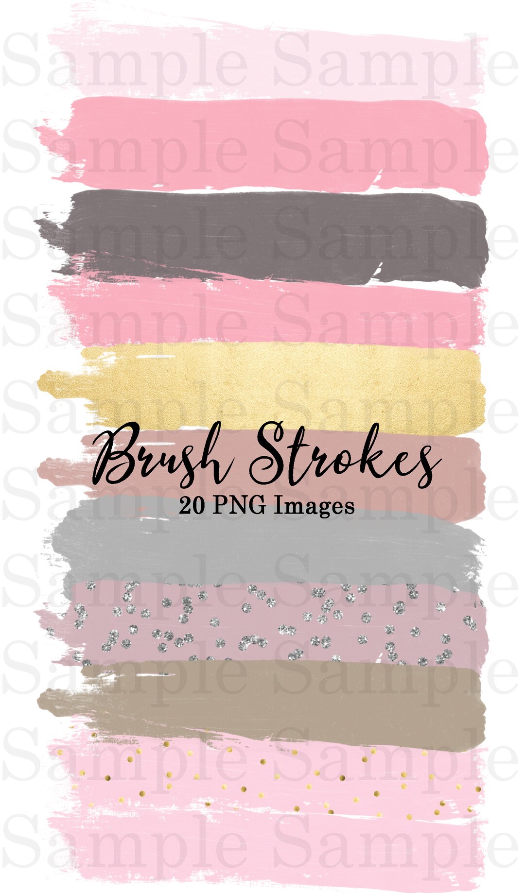 Rose Gold Brush Strokes Clip Art #21 Hand Painted Blush Pink Glitter ...
