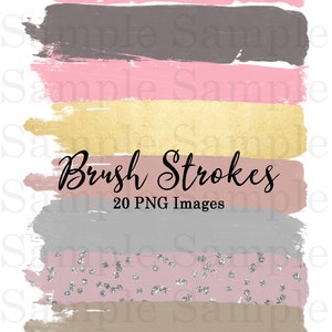 Rose Gold Brush Strokes Clip Art #21 Hand Painted Blush Pink Glitter ...