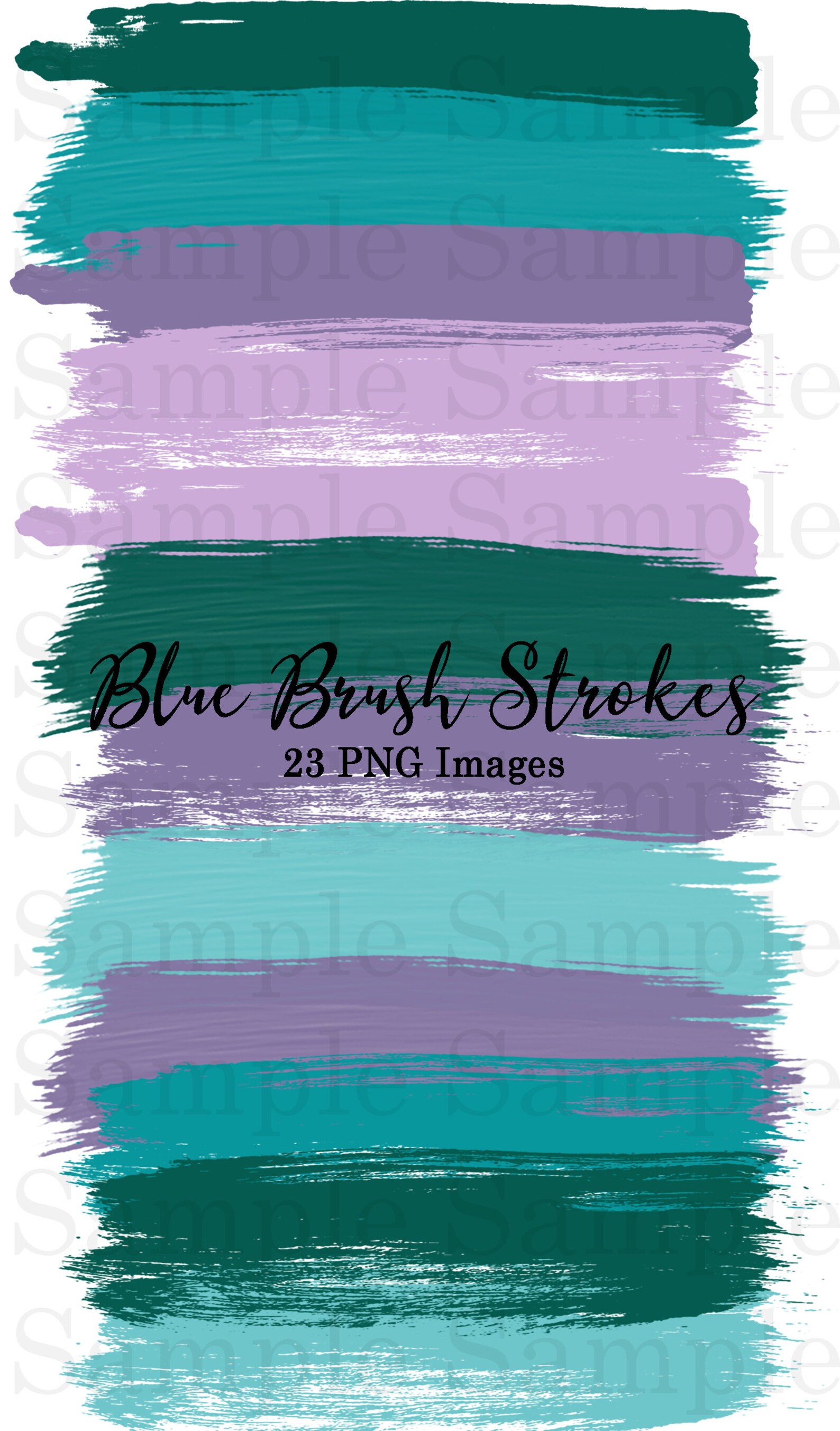 Lavender Teal and Aqua Brush Strokes Clip Art 48 Hand - Etsy