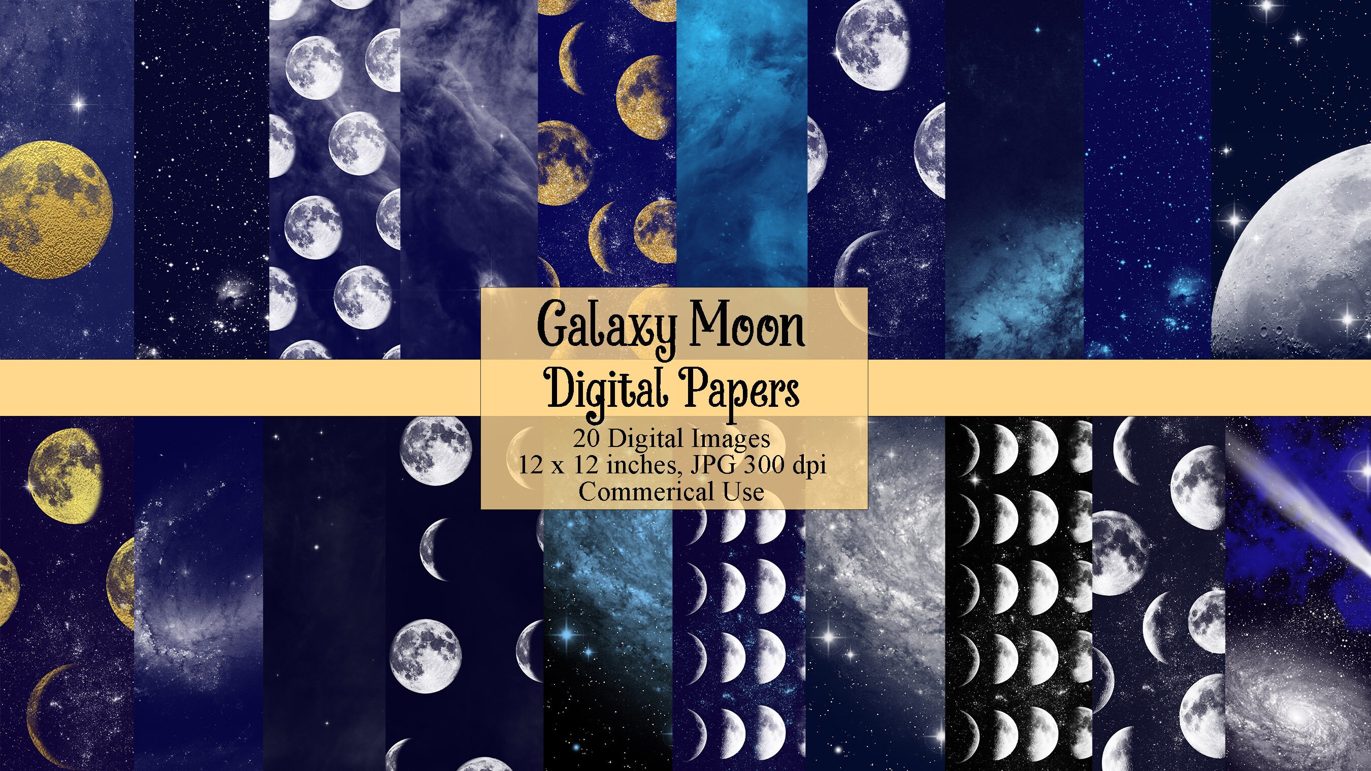 Galaxy Moon Digital Paper Outer Space Galaxy Stars Digital - Etsy