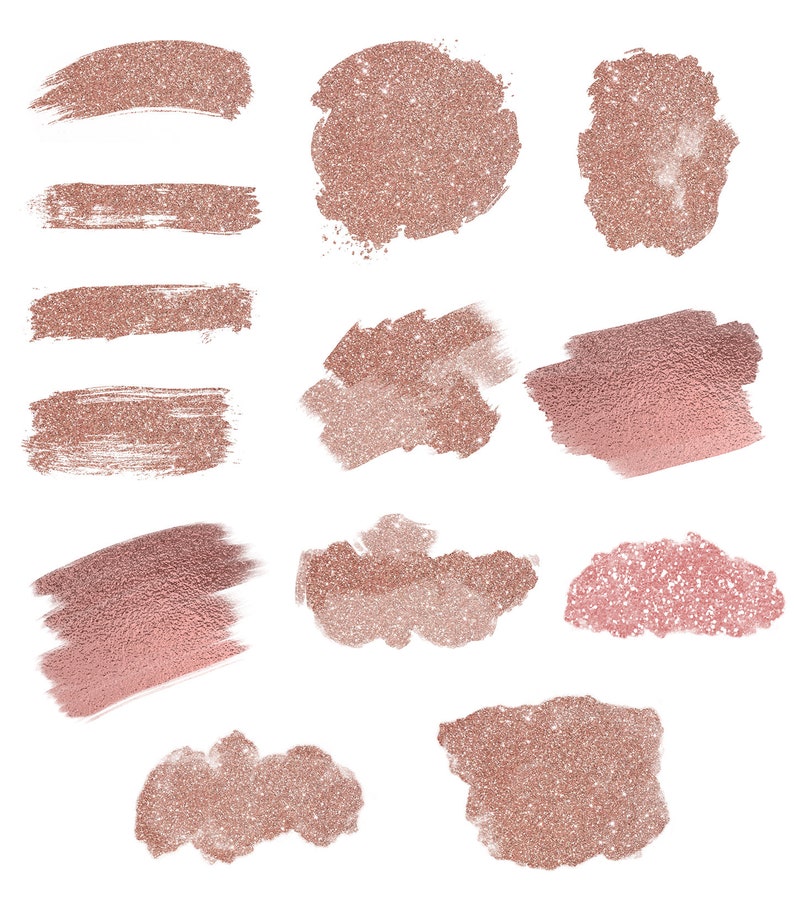 Rose Gold Foil and Glitter Brush Strokes Clip Art 21 Hand | Etsy