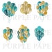 Teal and Gold Balloons Clipart Glitter Balloon PNG Digital - Etsy