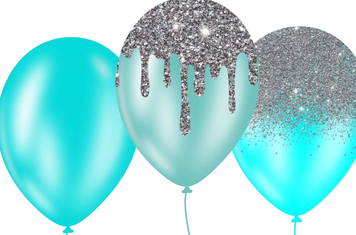 Aqua and Purple Balloons Clipart Lavender and Aqua Silver - Etsy