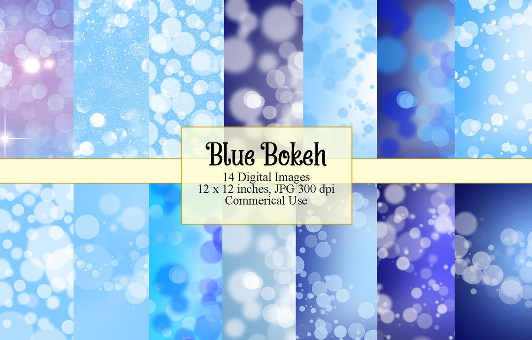Blue Bokeh Digital Paper, Printable Backgrounds Bokeh Lights, Fairy ...
