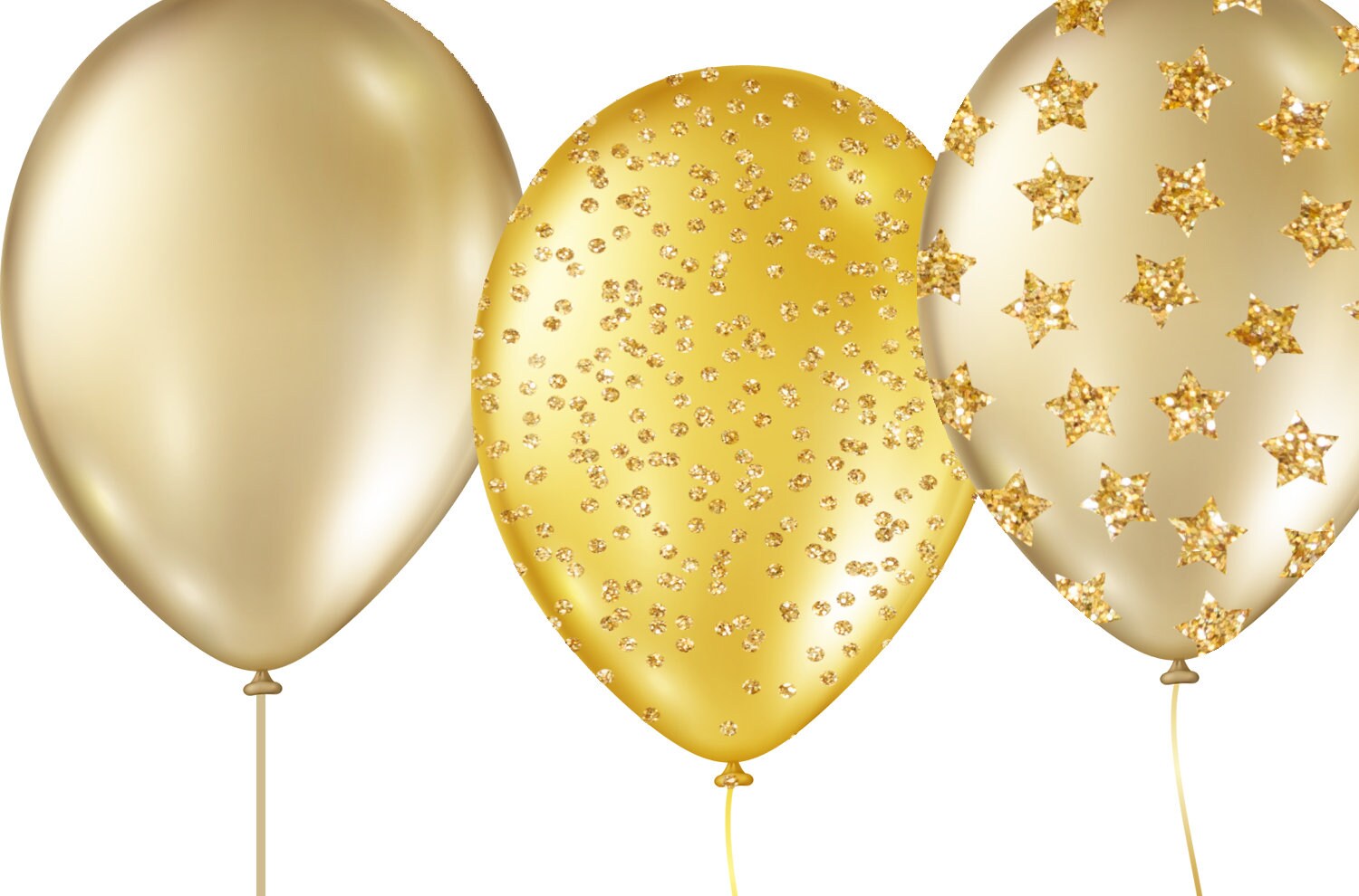 Gold and Silver Balloons Clipart Glitter Balloon PNG Digital | Etsy UK
