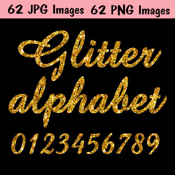 Papercraft instant digital download glitter gold bling letters and ...