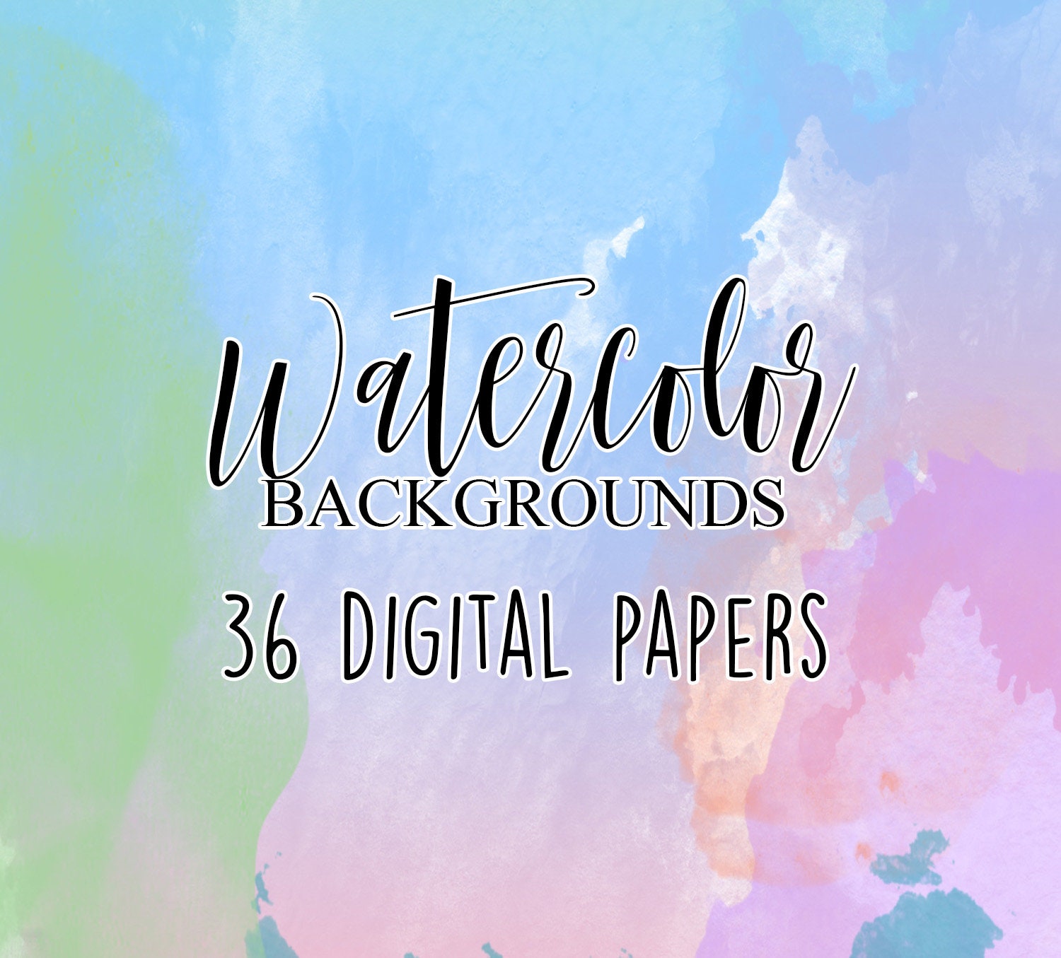 Watercolor Background Clipart 10 Pink Purple Blue Green Aqua - Etsy