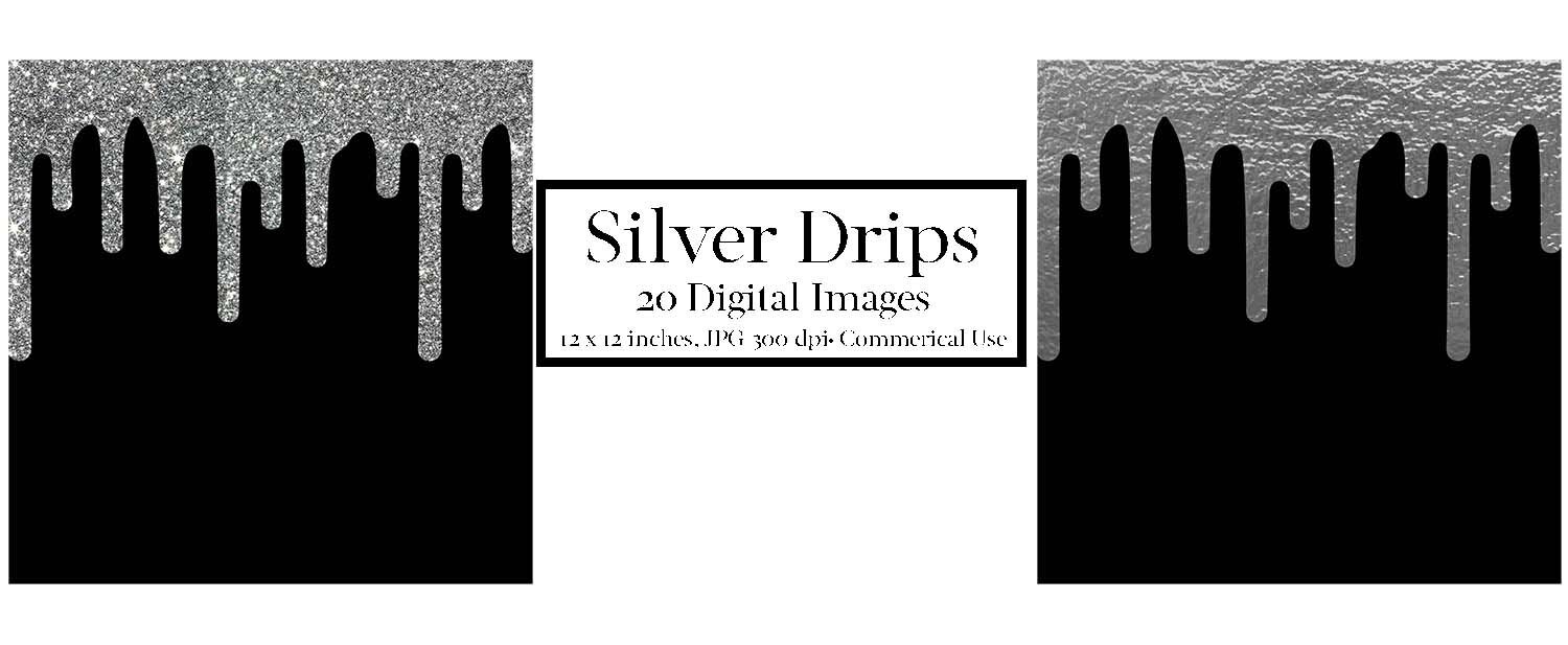 Silver Dripping Clipart Silver Glitter Foil and Sparkle - Etsy