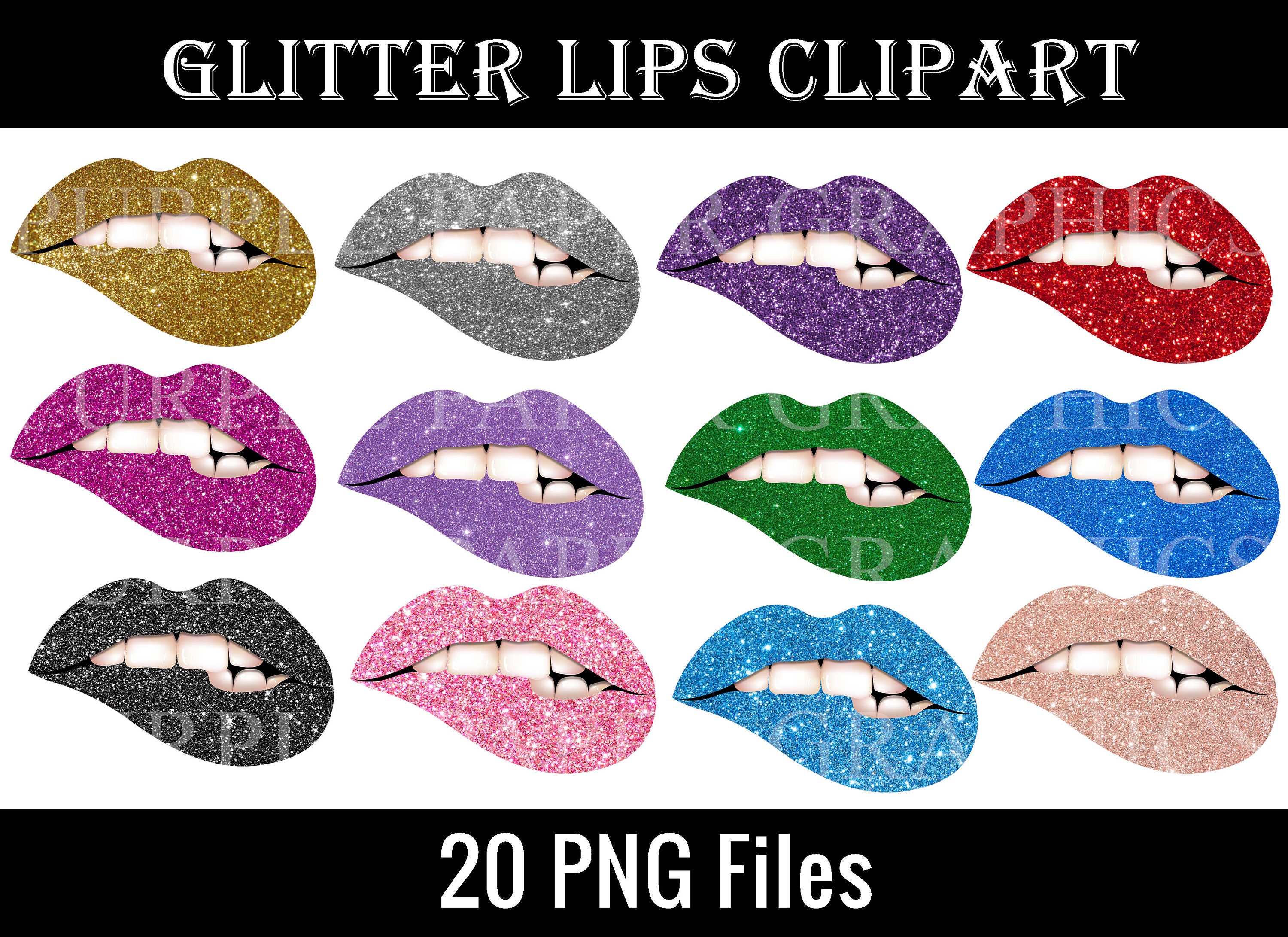 Glitter Lips Clipart Lips PNG Clip Art Lips Silhouette Lips - Etsy