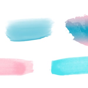 Watercolor Clipart #19, Teal and Pink Watercolor Brush Clip Art ...