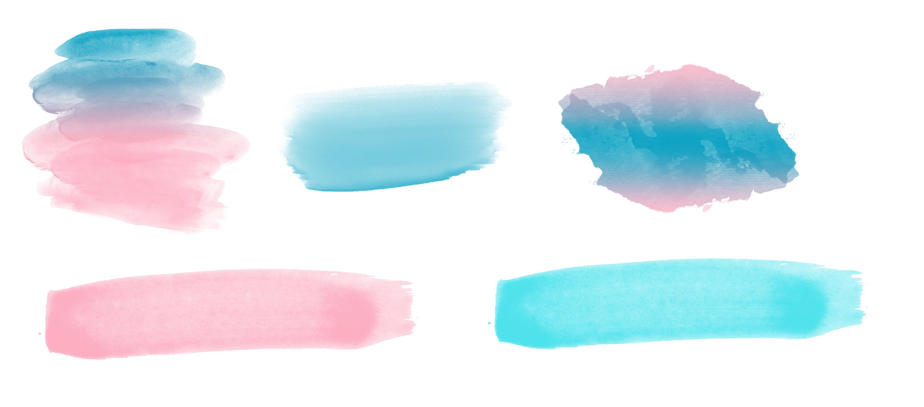 Watercolor Clipart 19 Teal and Pink Watercolor Brush Clip - Etsy