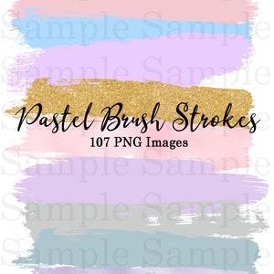 Pastel Brush Strokes Clip Art #41 | Hand Painted Colors, Glitter and ...