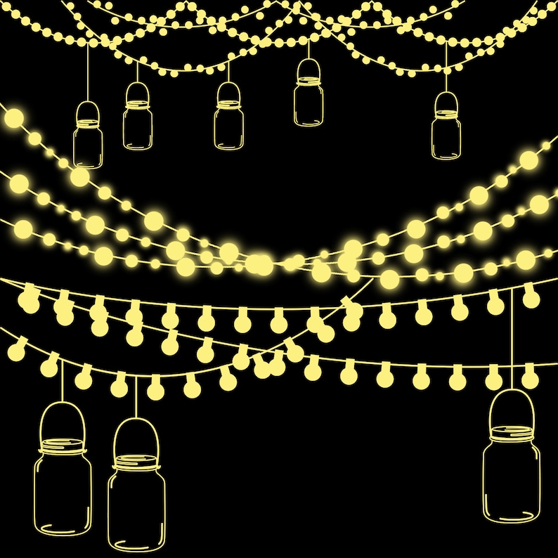 Yellow Mason Jar Lights Clipart Sparkle Fairy Lights Clip - Etsy