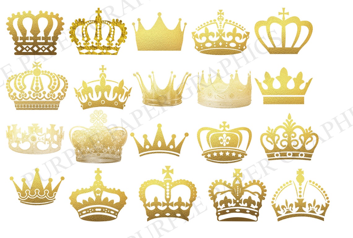 Royalty Gold Crown Clipart and Digital Paper, Backgrounds and Overlays ...