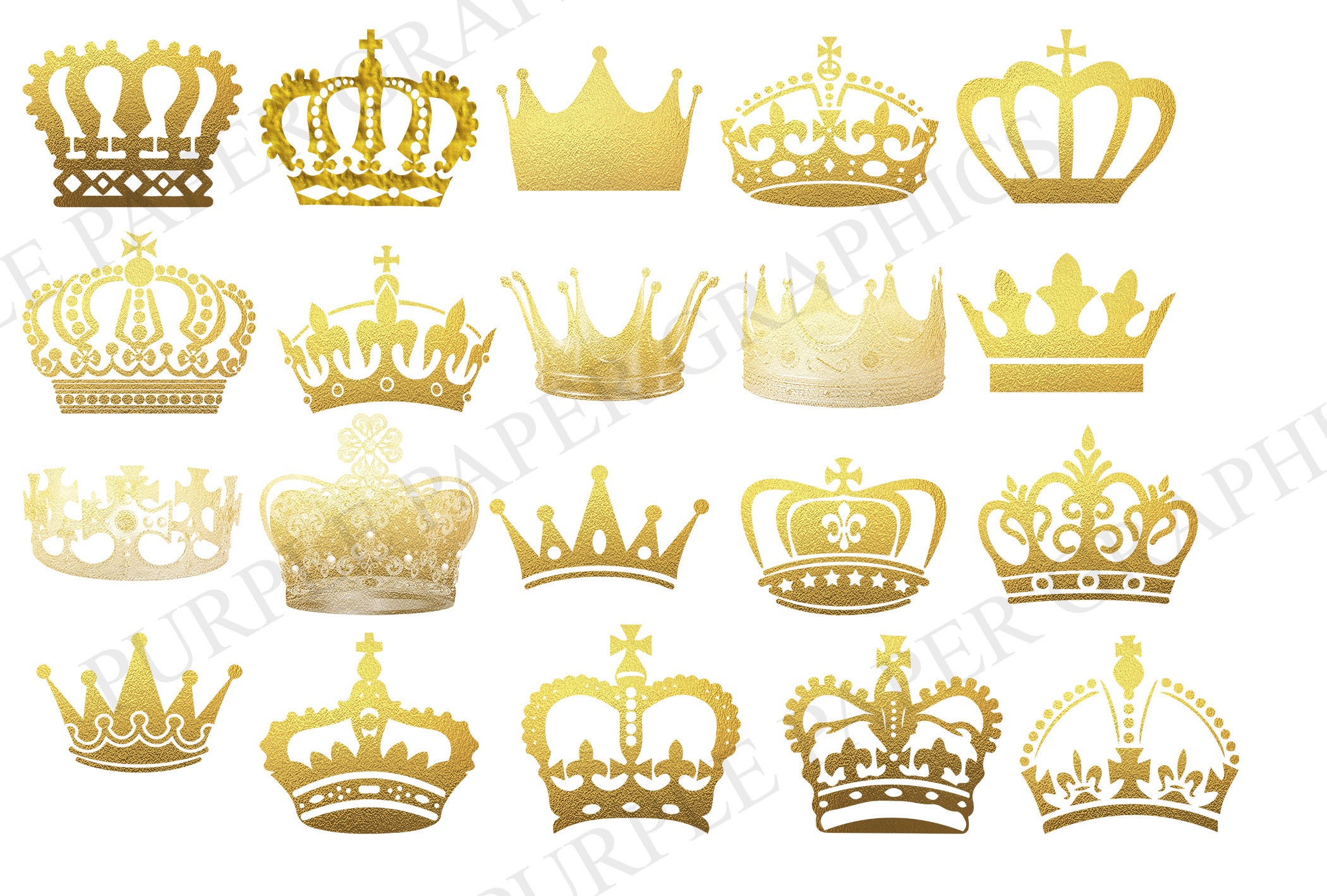 Royalty Gold Crown Clipart and Digital Paper Backgrounds and | Etsy