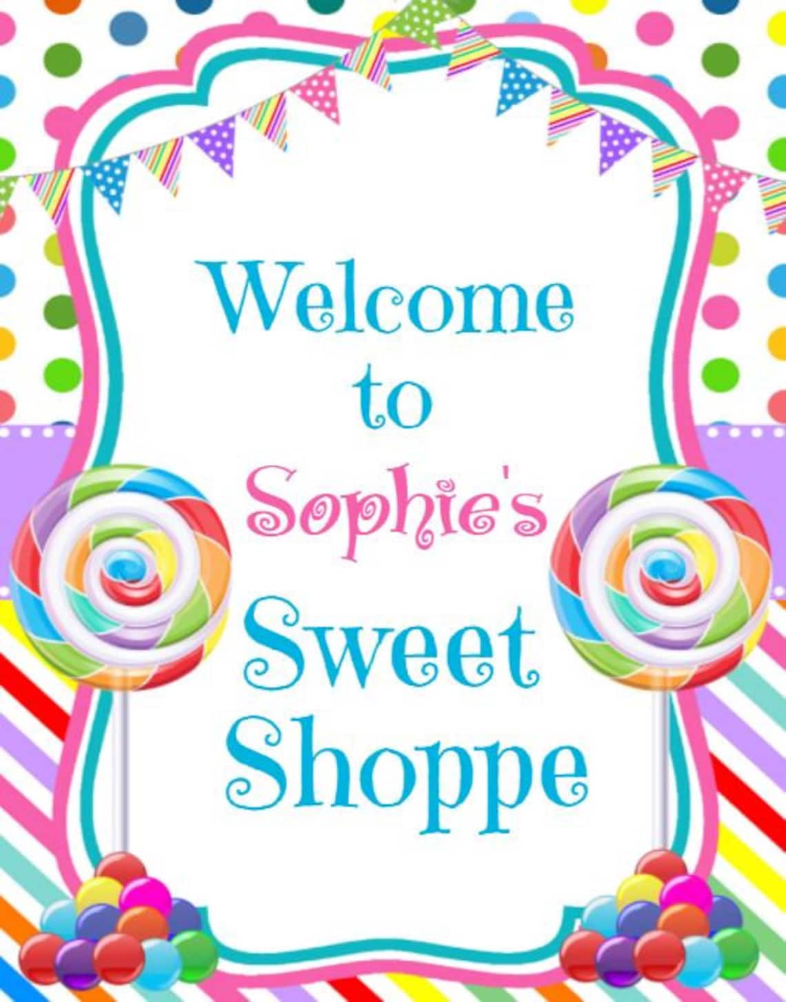 Candyland Theme Birthday Welcome Sign Digital INSTANT - Etsy