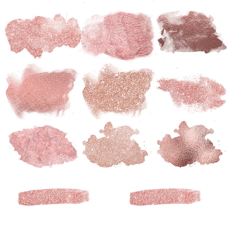 Rose Gold Foil and Glitter Watercolor Brush Strokes Clip Art - Etsy