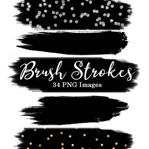 Black Watercolor Brush Strokes Black Paint Clipart Black - Etsy