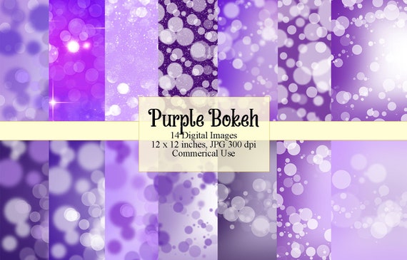 Purple Bokeh Digital Paper Printable Backgrounds Bokeh | Etsy
