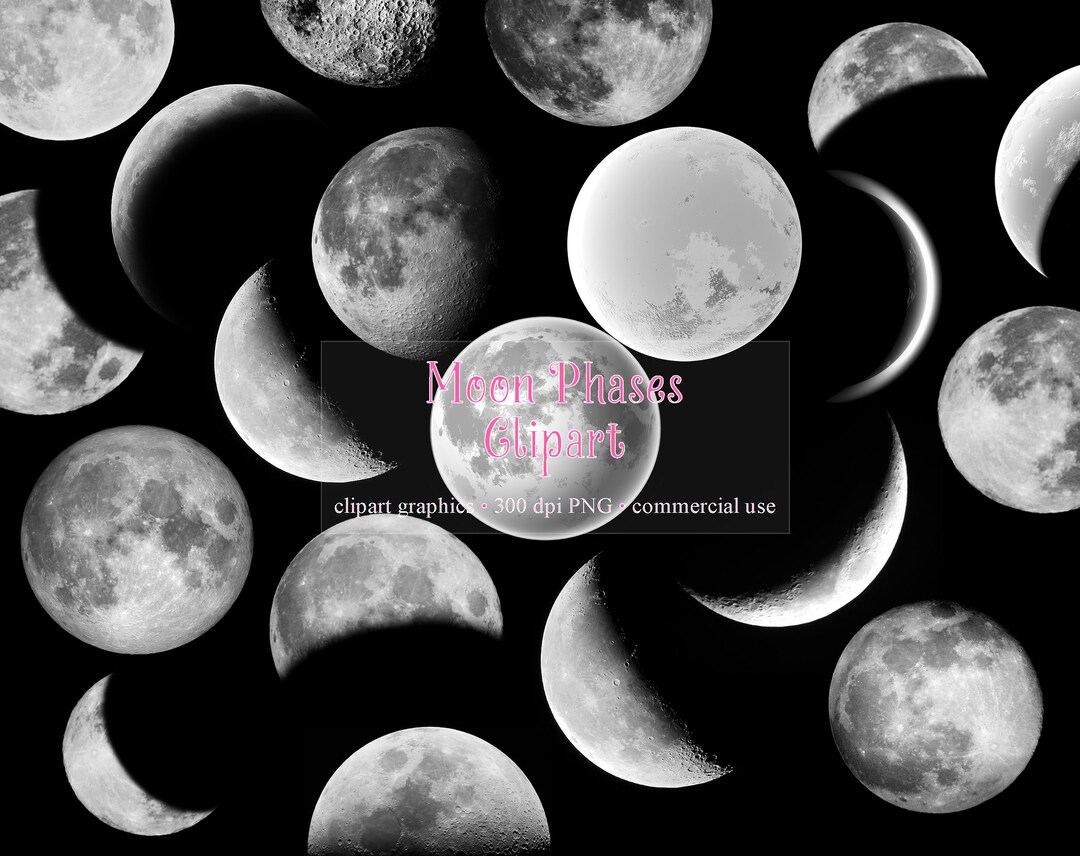 Moon Phases Clipart, Watercolor Moon Clip Art Graphics Illustration in ...
