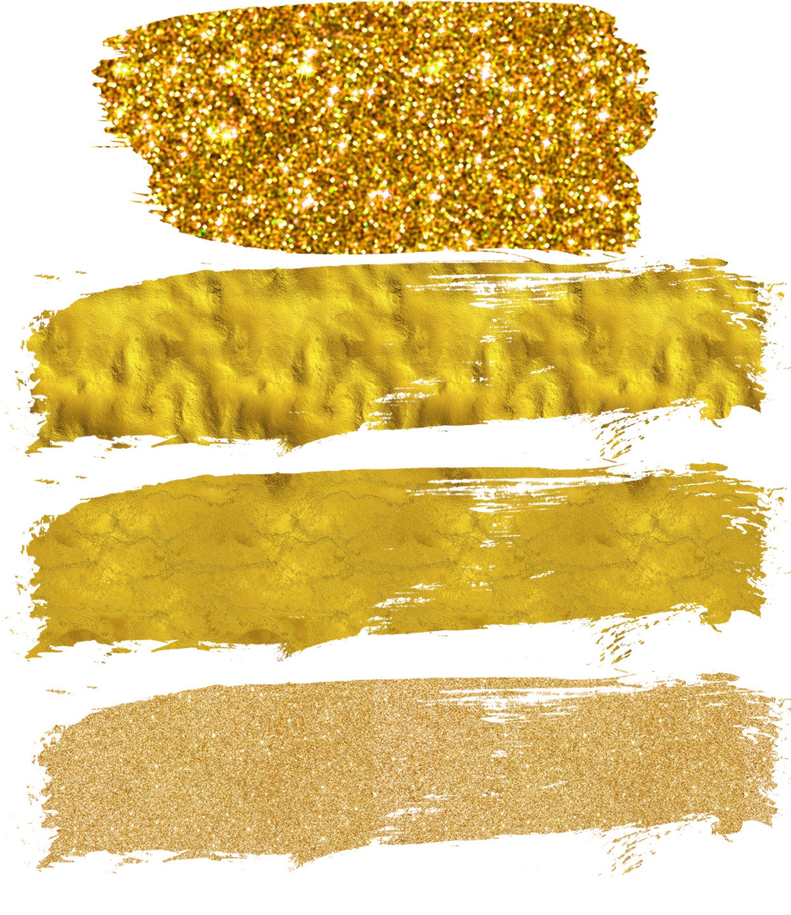 Gold Glitter Foil Brush Strokes Clip Art #28 Hand Painted, Blobs ...