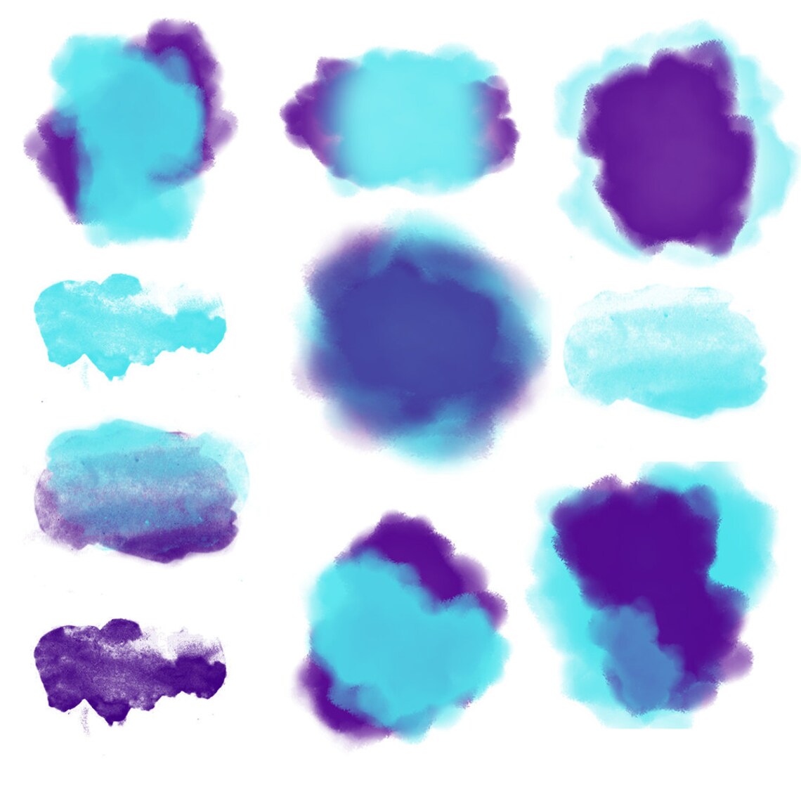 Watercolor Clipart 17 Teal and Purple Watercolor Brush Clip - Etsy