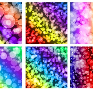 Rainbow Bokeh Digital Paper, Printable Backgrounds Bokeh Lights, Fairy ...