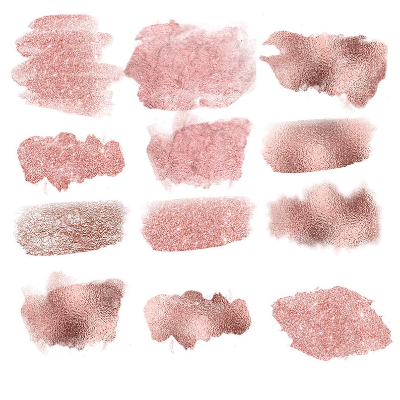 Rose Gold Foil and Glitter Watercolor Brush Strokes Clip Art - Etsy