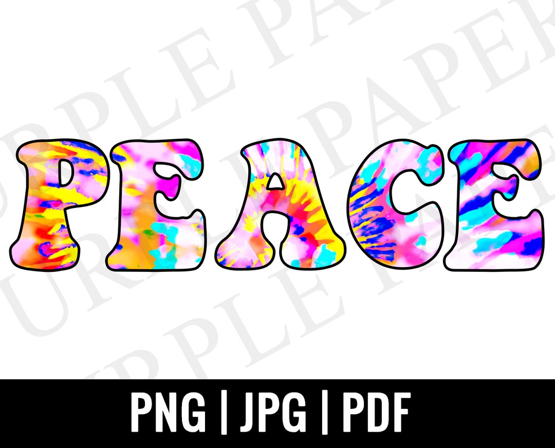 Tie Dye Peace Clipart, Instant Download, PNG, PDF, JPEG, Iron on Vinyl ...