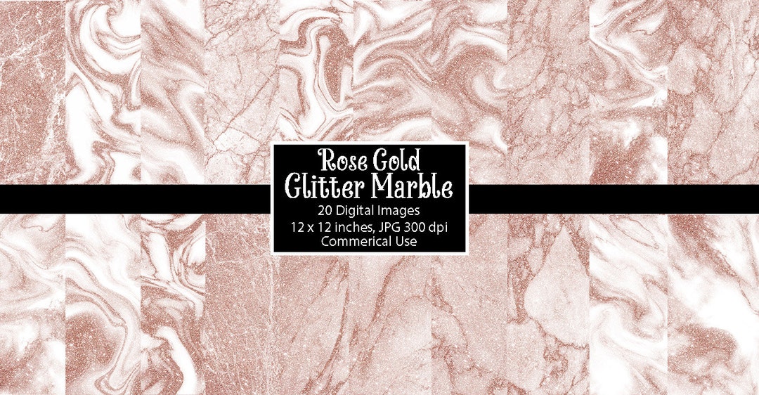 Rose Gold Glitter Marble Digital Paper, Natural Stone Marble Textures ...
