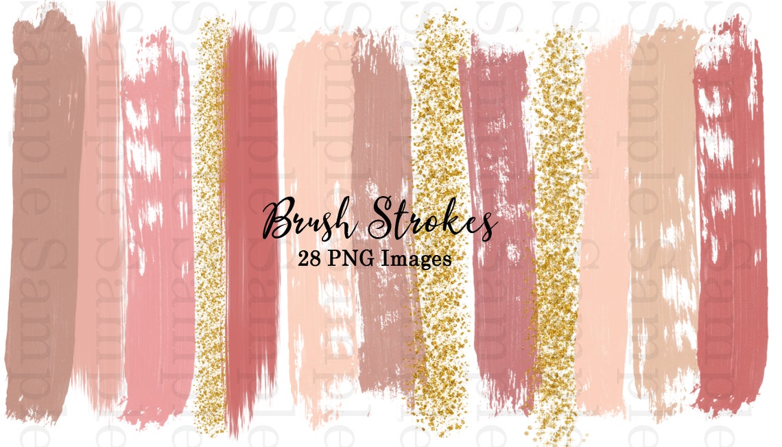 Rose Gold Glitter Foil Brush Strokes Clip Art 62 Hand - Etsy