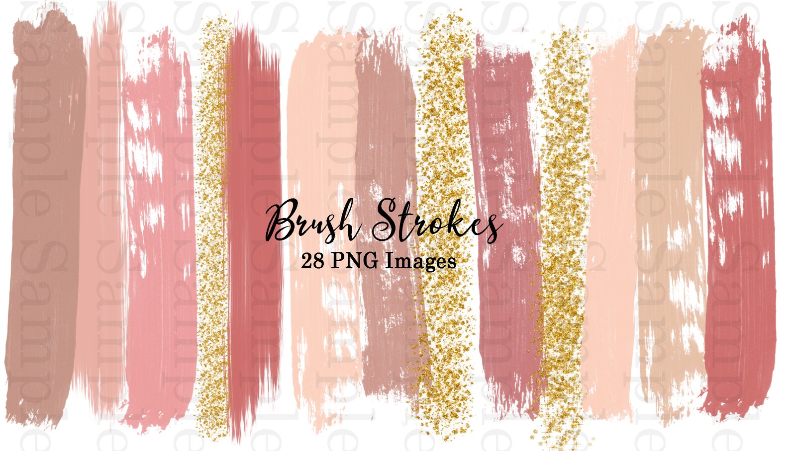 Rose Gold Glitter Foil Brush Strokes Clip Art 62 Hand - Etsy