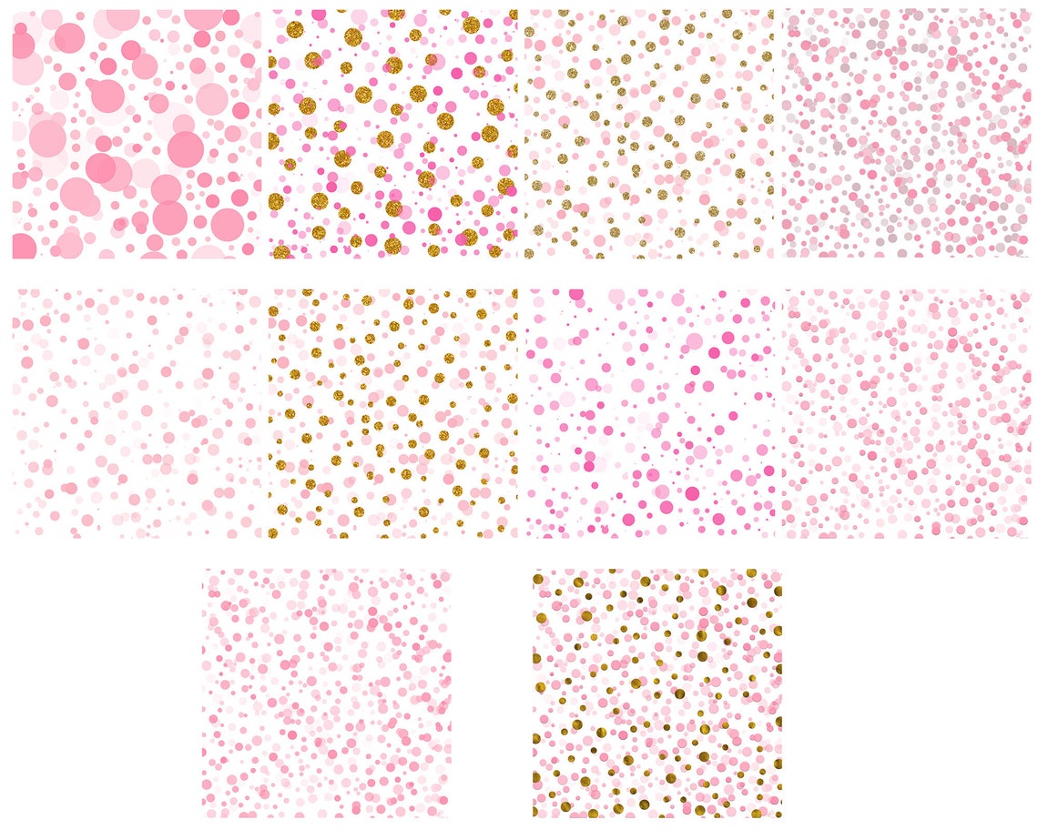 Pink and Gold Glitter Confetti Digital Paper Pink and Gold - Etsy