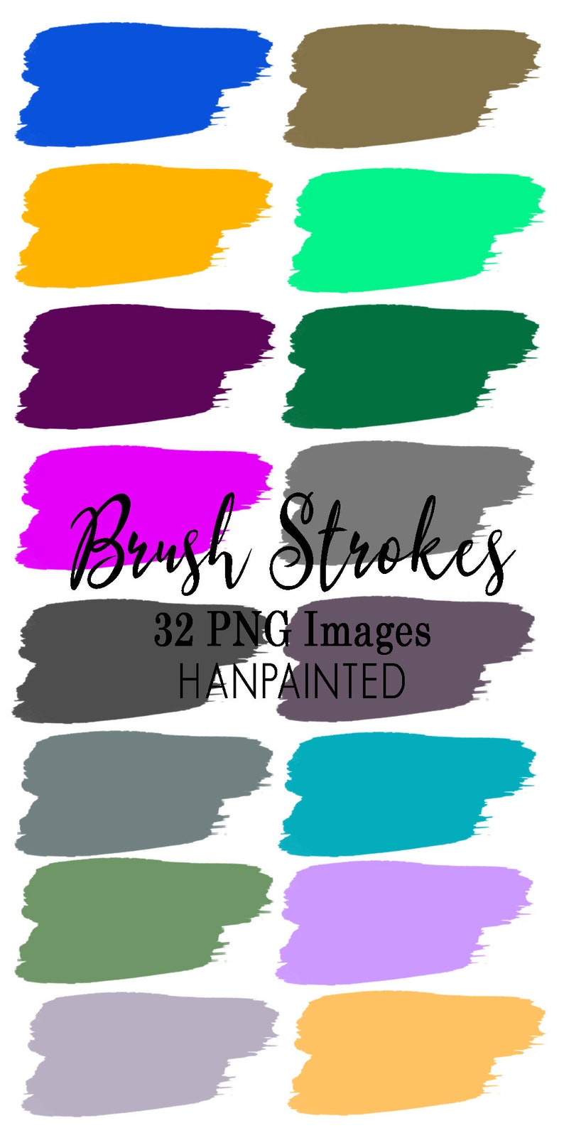 Watercolor Brush Strokes Clip Art Primary Pastel Rainbow - Etsy