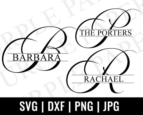 Split Monogram Svgdxfpngjpeg Split Script Monogram Frame | Etsy