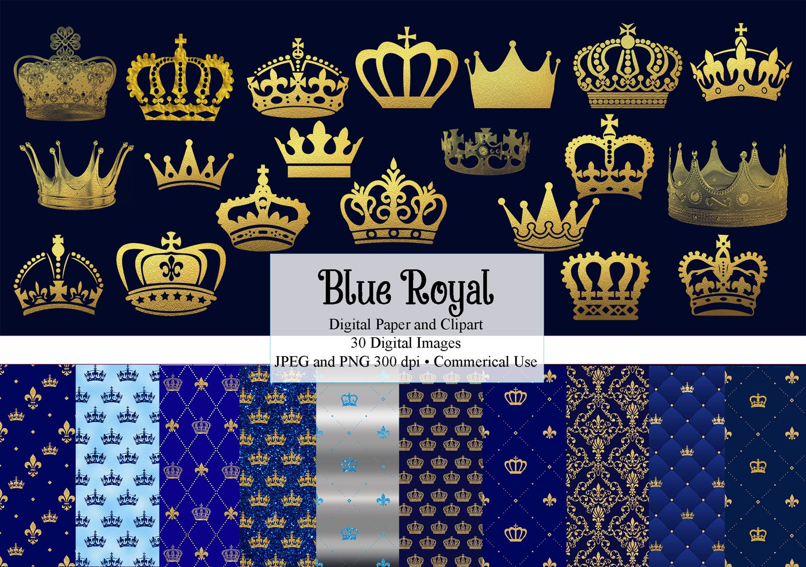 Royalty Gold Crown Clipart and Digital Paper Backgrounds and | Etsy